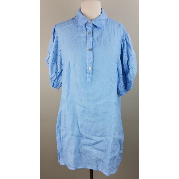 puro lino | Tops | Puro Lino Italy Womens Eyelet Puff Sleeve Linen ...